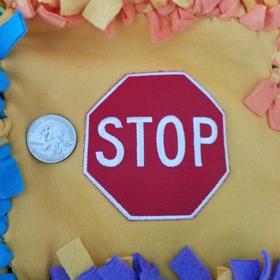 RED STOP SIGN Patch Embroidered Iron-on Applique Highway Traffic Sign ...