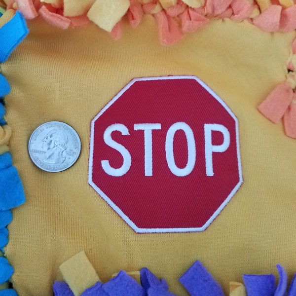 RED STOP SIGN Patch Embroidered Iron-on Applique Highway Traffic Sign ...