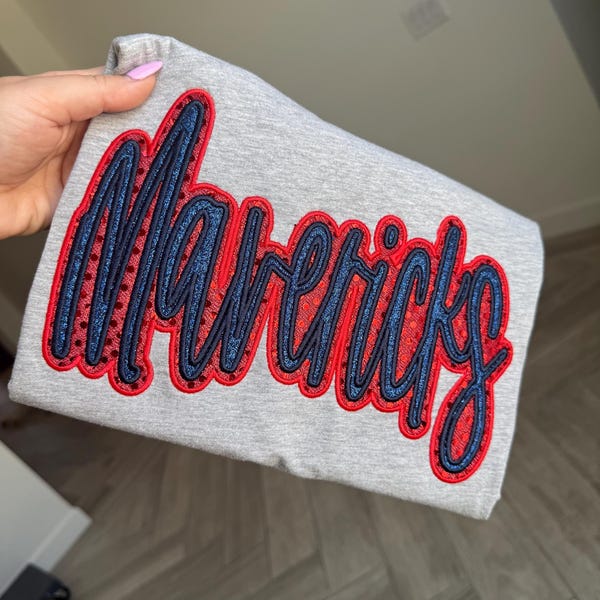 Bean Stitch Red Devils Double Stacked Script Applique Embroidery ...