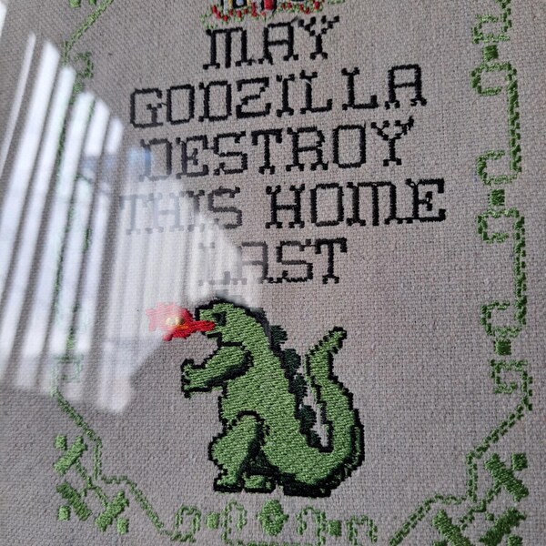 Embroidered 8 Bit Godzilla Beanie Hat Made in the USA - Etsy