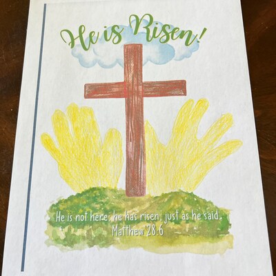 PRINTABLE Easter Handprint Art Craft for Kids, He is Risen Keepsake Art ...