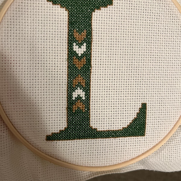 Cross Stitch Letter L Pattern With Chevron Accent, Instant Digital ...