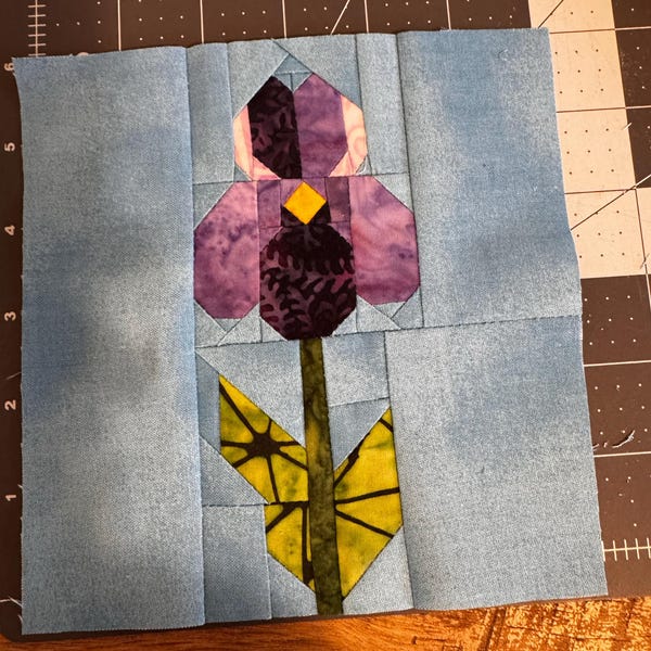 Shelly's Iris Quilt Block Pattern Spring Flower Garden PDF - Instructions for 6 Inch, 9 Inch, 12 ...