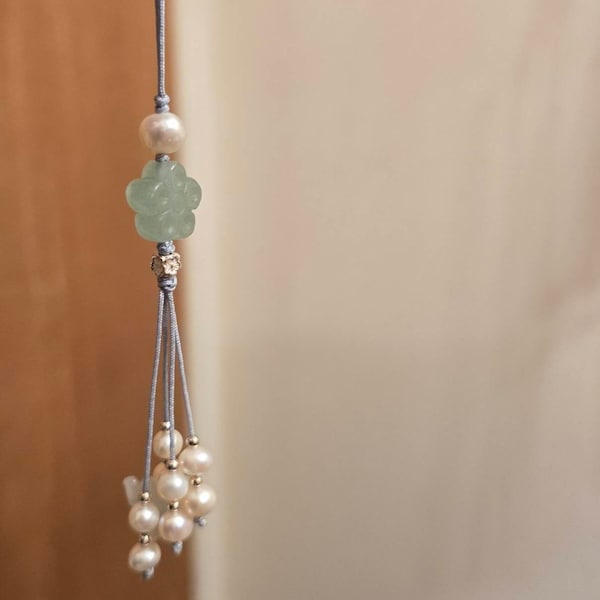 Natural Untreated Grade A Jade Peace Buckle Phone Charm, Jadeite Donut ...