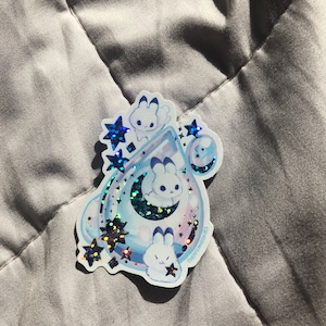 Vinyl Sticker holographic Moonstone and Bunnies - Etsy