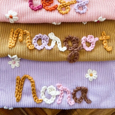 Custom Hand Embroidered Sweater, Custom Sweater, Name Sweater ...