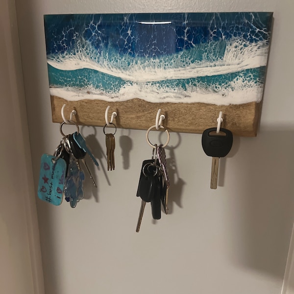 Ocean Wave Epoxy Key Ring Holder - Etsy