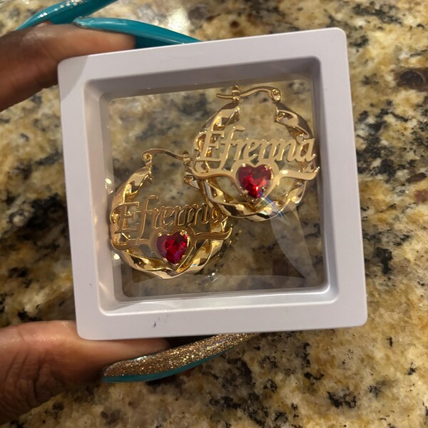 Nameplate Bamboo Earrings, Custom Name Earrings, Gold Bamboo Hoops ...