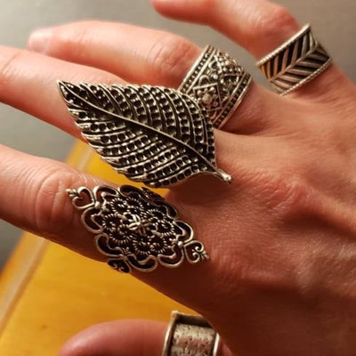 Boho Hippie Adjustable Rings. Gothic Unisex Rings. Silver Chunky Ring ...