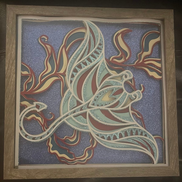 Stingray 3D Mandala Svg, Sea Animals Multilayer Panel for Laser Cutting ...