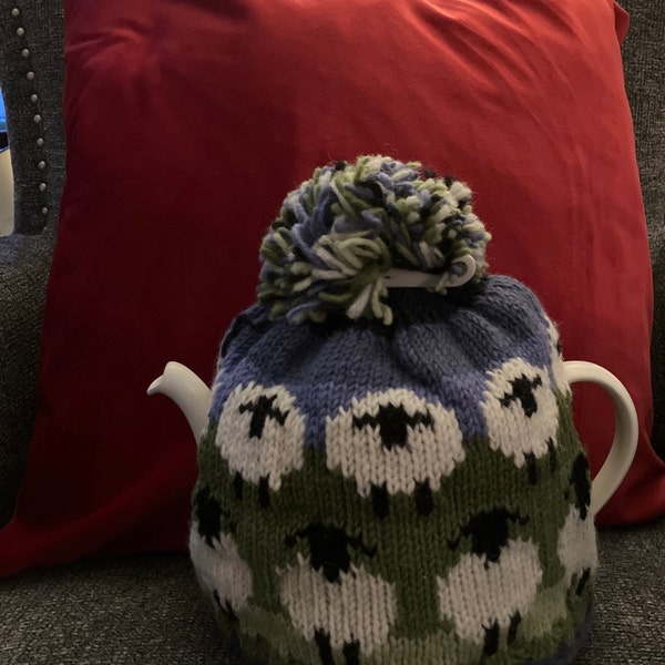 Flock of Sheep Wool Tea Cosy - 100% Wool - Knit Tea Cosy - Sheep Decor ...