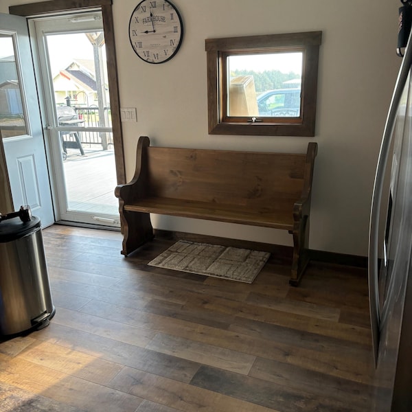 IN STOCK: Limed Oak - Church Pew Bench / Foyer, Entryway Furniture ...