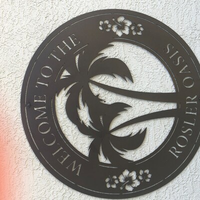 Personalized Tropical Patio or Pool Sign, Custom Tropical Sign - Etsy