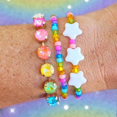 White Star Beaded Bracelet - Etsy