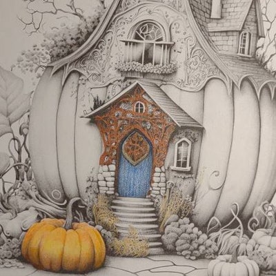 50 Enchanted Fairy Houses Coloring Book Adults Kids Coloring Pages ...