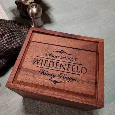 Custom Recipe Box, Engraved Wood Recipe Box, Personalized Recipe Box ...