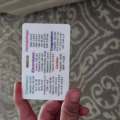 Lab Values Badge Pocket Card Reference Vertical for Nurse - Etsy