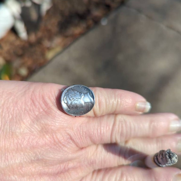 RING, MERCURY DIME, Silver Dime Coin Ring, Handmade, Silver Liberty ...
