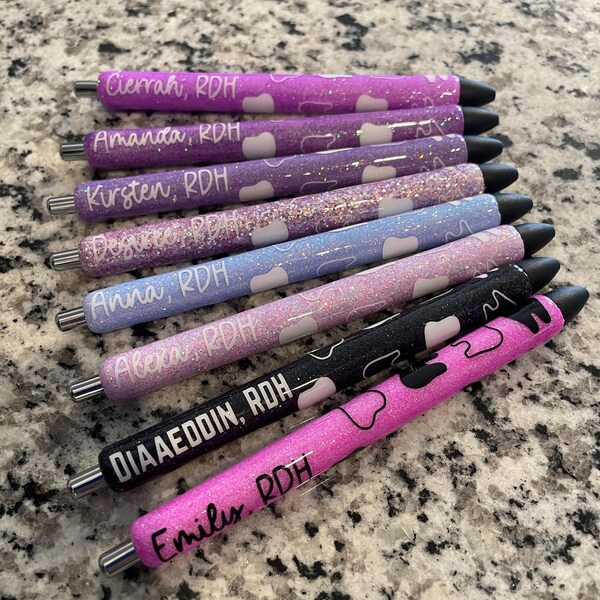 Coquette Bow Glitter Epoxy Pens | Bow Print Pen | Customized Gift ...