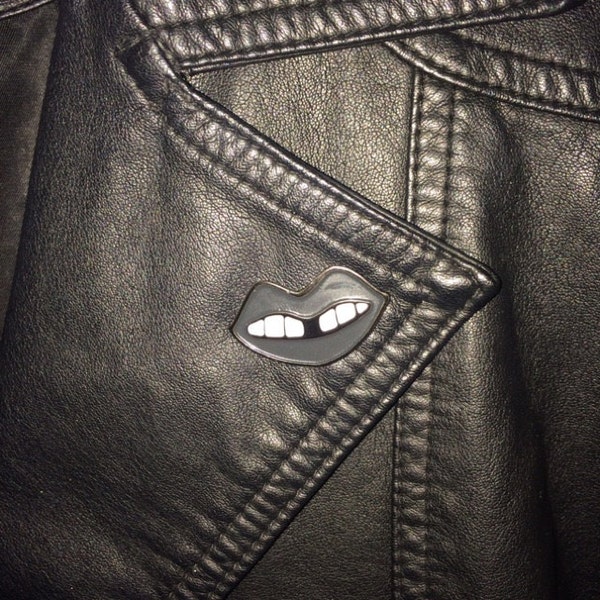 Black Lip Enamel Pin - Etsy