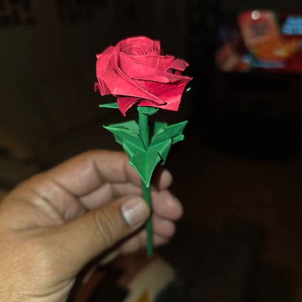 The Lover’s Rose, Realistic Origami Rose, Custom Color, Romantic Gift ...