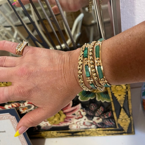 Jade Gemstone Bracelet in 14kt Rolled Gold - Size 6 to 8 Wire Wrapped ...