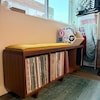 HIFI Vinyl Storage Bench With Component Shelf (with Mid Century Modern ...