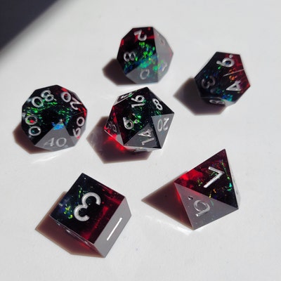 Neon Red and Black Dnd Dice Set Polyhedral Dice Set D&D - Etsy
