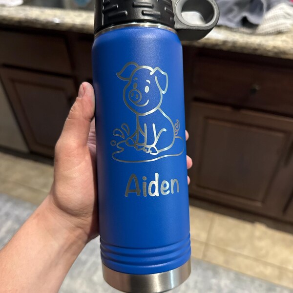 Engraved Cheer Bottle, Personalized Cheerleader Water Bottle With Straw ...