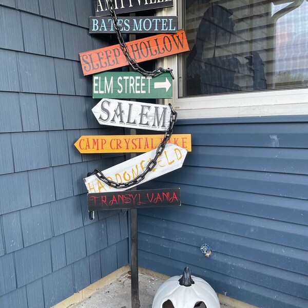 Halloween Directional Sign Porch Sign Distressed Cedar Wood Lawn ...
