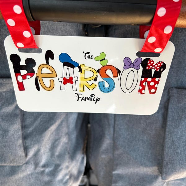 Personalized Family Name Stroller Tag, Amusement Theme Park Sign for ...