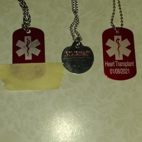 Medical Alert Custom Laser Engraved Medic ID Military Dog Tag Emergency ...