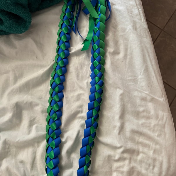 Royal Blue & Emerald Green Graduation Ribbon Lei | Thick, High-quality ...