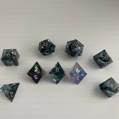 Fireheart Red and Black Gold Dice, Fire Dice, Handmade Resin Sharp Edge ...