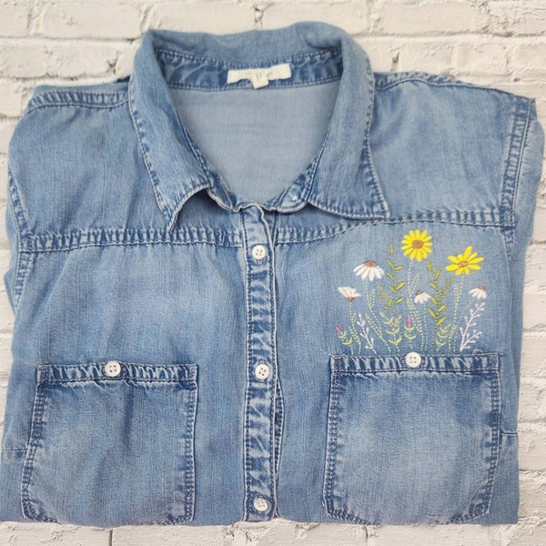 Pocket Tshirt Embroidery Pattern, Floral Design File, Embroidery Floral ...