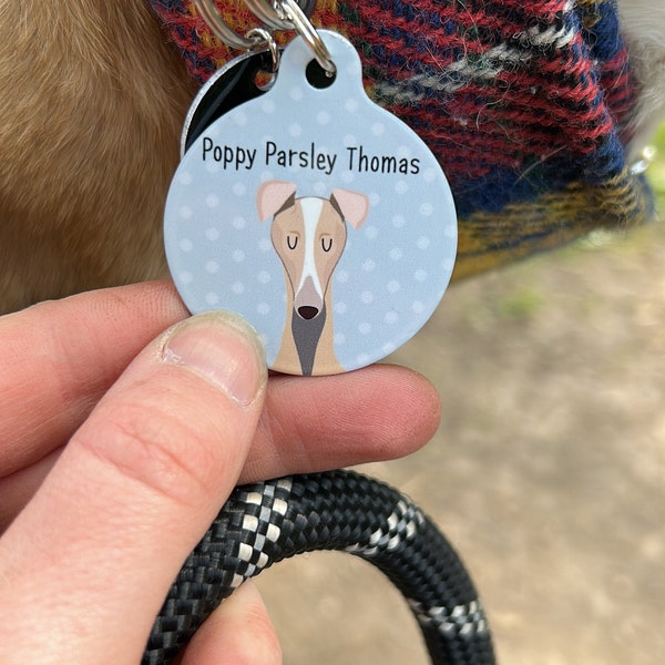 Greyhound Dog ID Tag for Greyhound Collar, Illustrated Dog Tags for ...