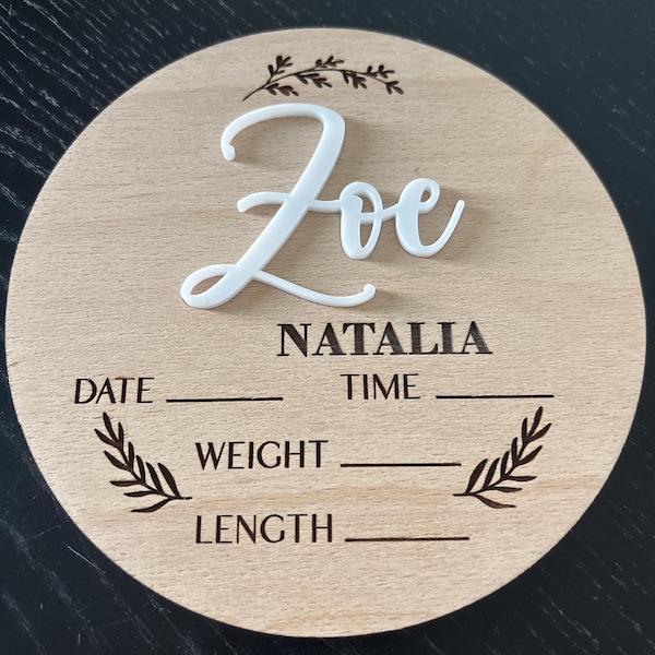 Heart Announcement Sign Personalized Name Baby Birth Stats Heart ...