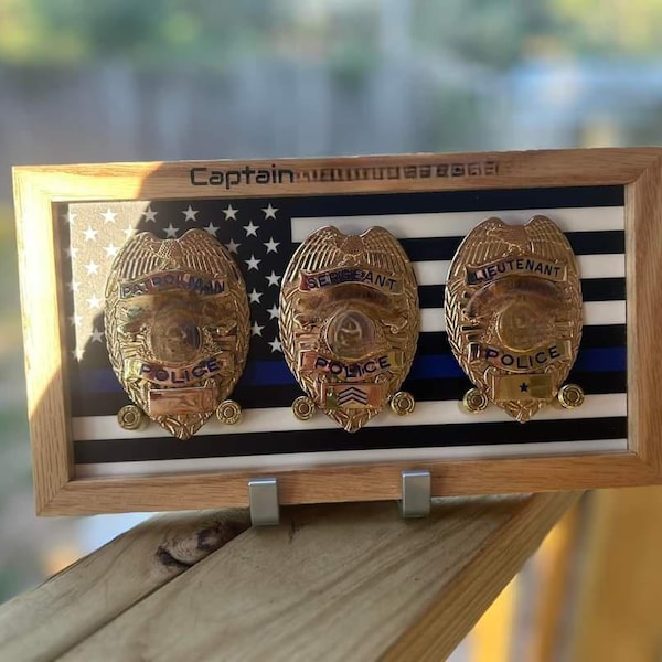 Police Flag Badge Display to Showcase on the Wall or Desk. Perfect Gift ...