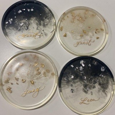 Handmade Resin Coaster With Custom Calligraphy - Etsy