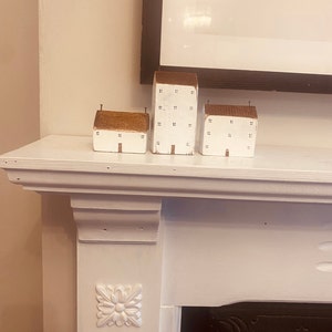 Set of 3 Miniature White Cottages, Unique Gift, Handmade Wooden Houses ...