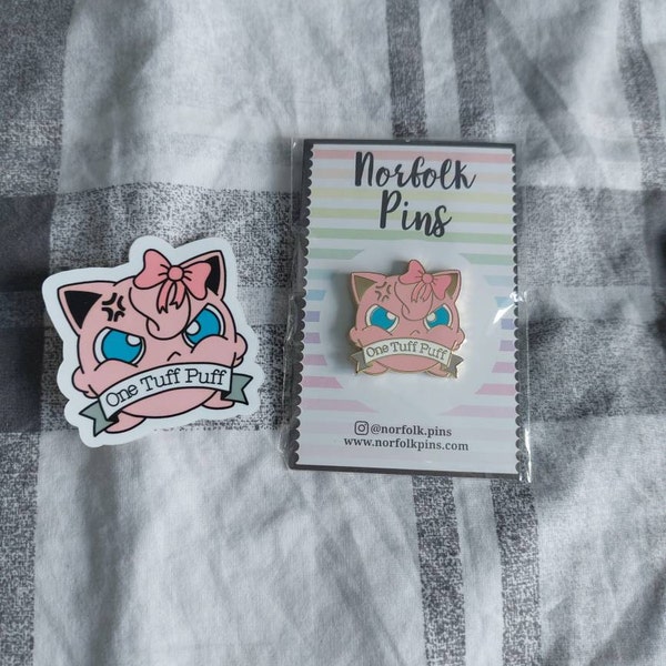 One Tuff Puff Hard Enamel Pin // Motivational Jigglypuff // 30mm Wide ...