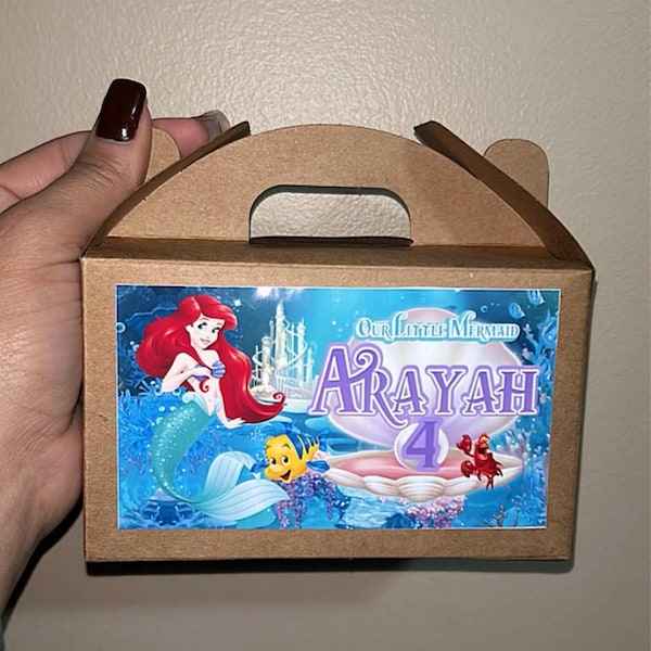 Mermaid Ariel Gable Box Label, Mermaid Ariel Treat Box Label, Mermaid ...