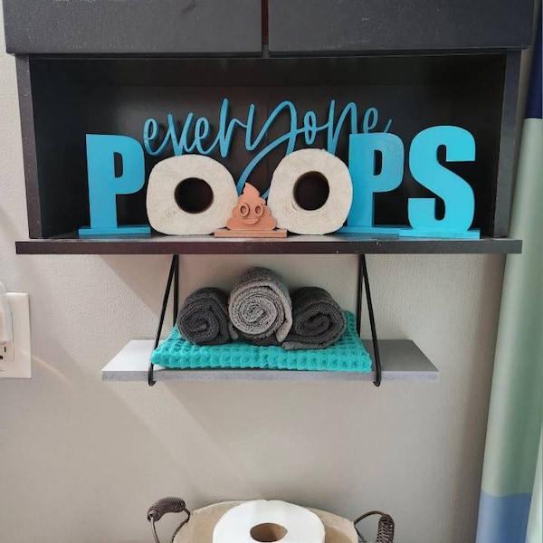 Everyone Poops Toilet Paper Holder Shelf // Funny Bathroom Humor Decor ...