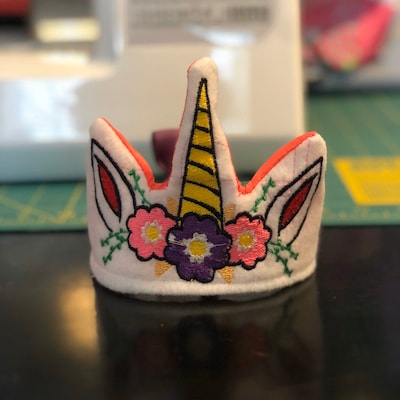 ITH in the Hoop Unicorn Crown Tiara Machine Embroidery File Design 6x10 ...