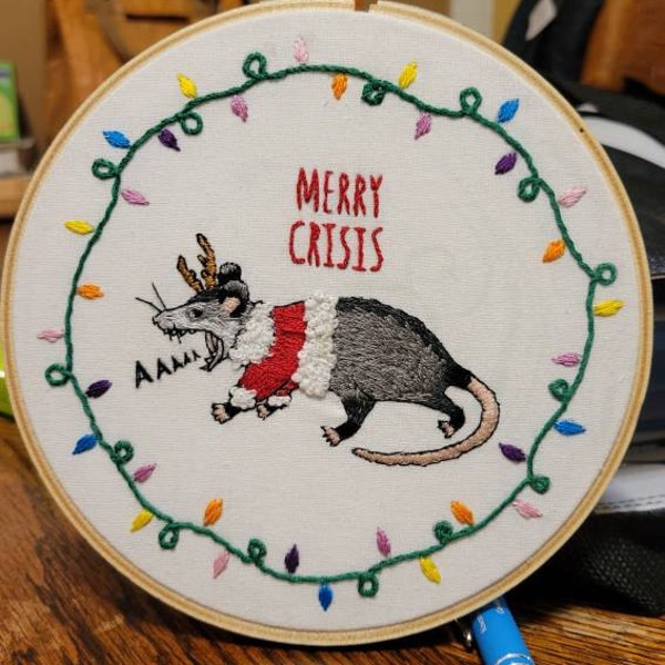 Merry Crisis Possum - Hand Embroidery PDF Tutorial and Pattern of a ...