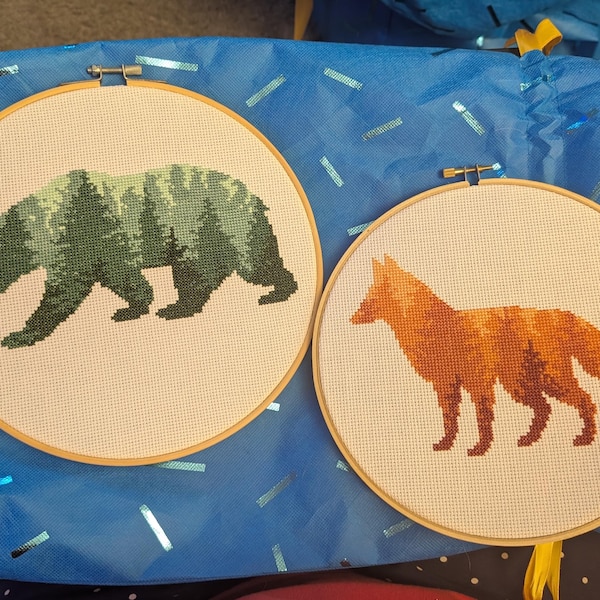 Woodland Animals Cross Stitch Patterns Bundle, 9 Modern Counted Charts ...