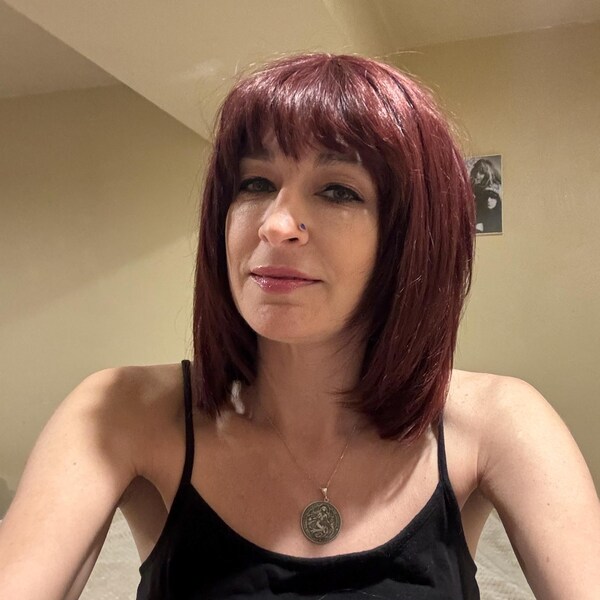 Light Copper Shag / Wolf Cut Human Hair Wig Lace Free Bang Wig 180% ...