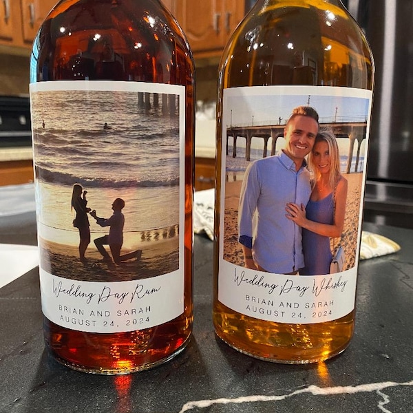 Custom Photo Wine Label - Newly Engaged Couple Wine Label, 21st ...