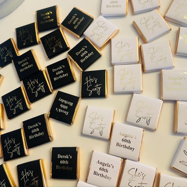 Personalised Happy Birthday Party Favours Chocolate Favours Black ...