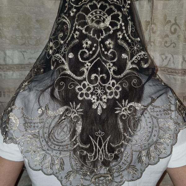 NEW!! Catholic Veil Triangular One Piece Veil Chalice Wheat Pattern ...
